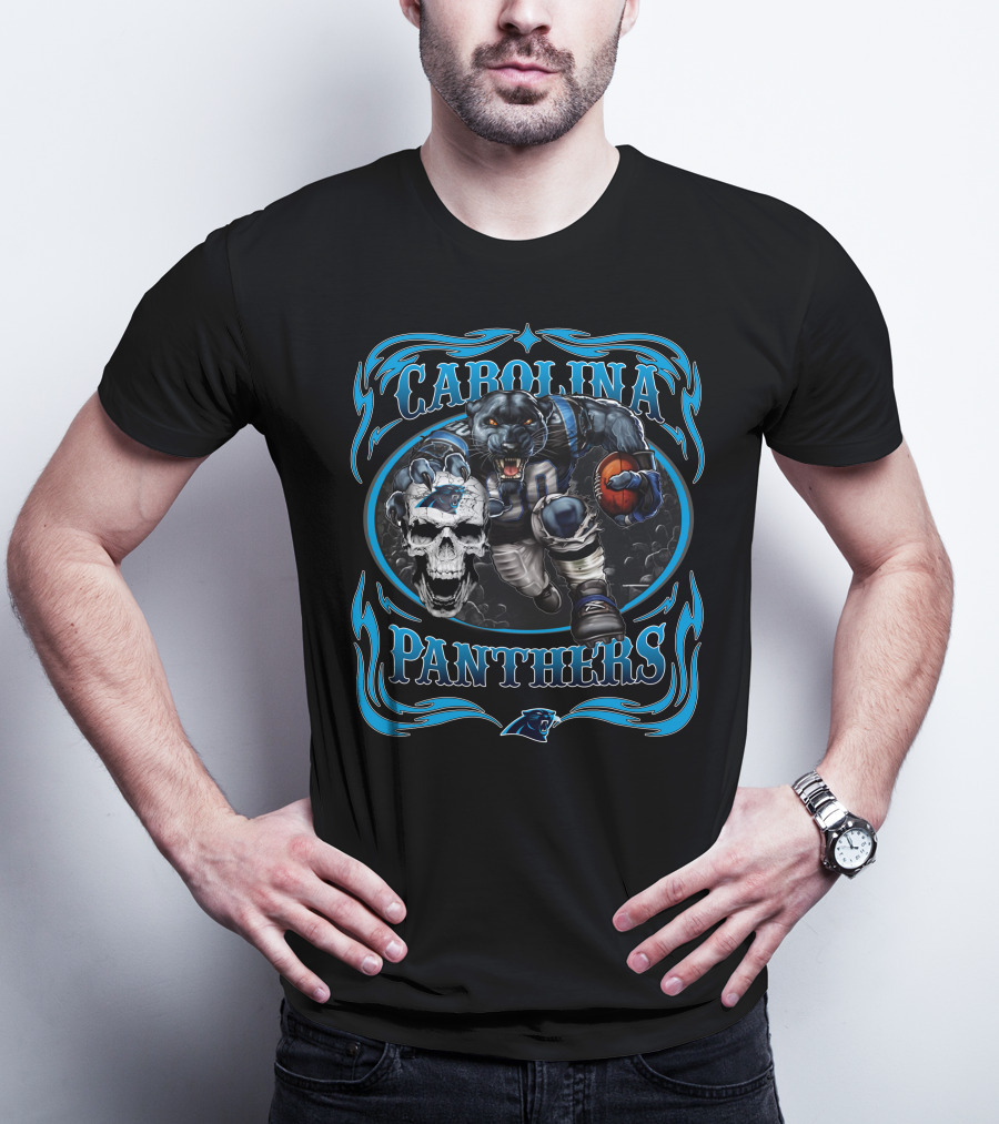 Carolina Panthers Football Panther Skull T-Shirt