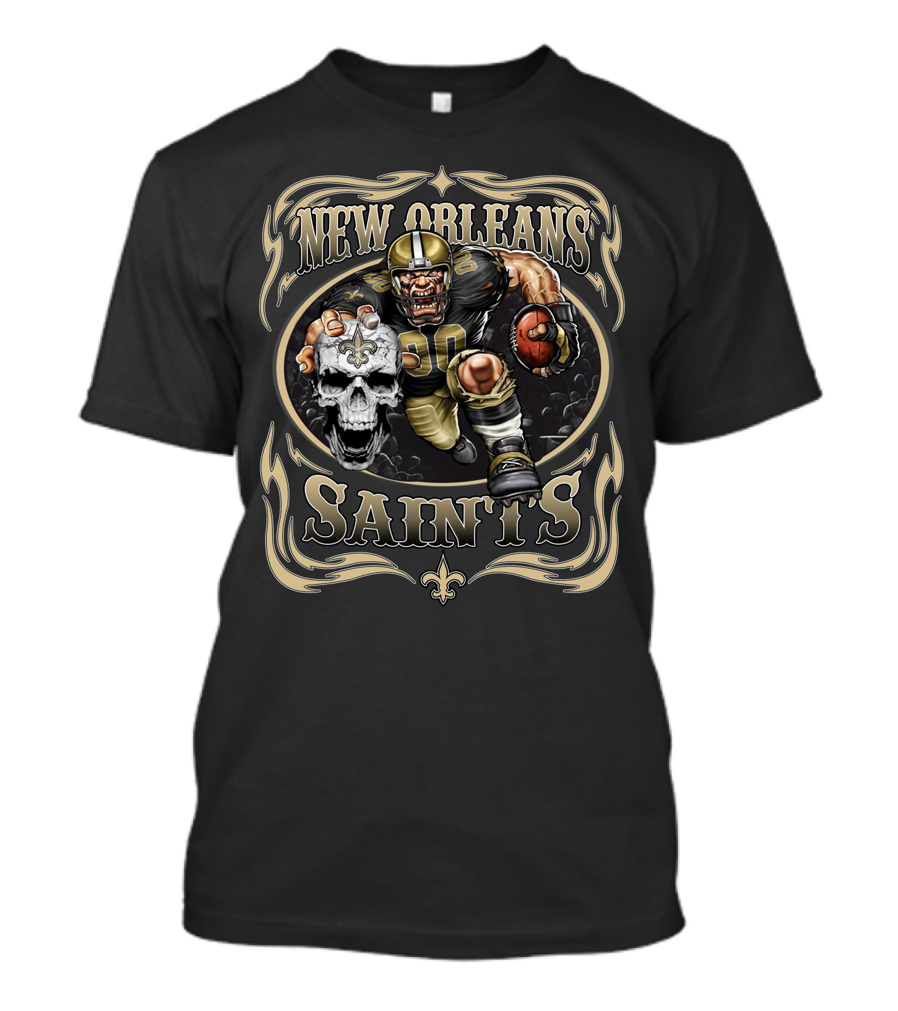 New Orleans Saints Football Skull And Player T-Shirt