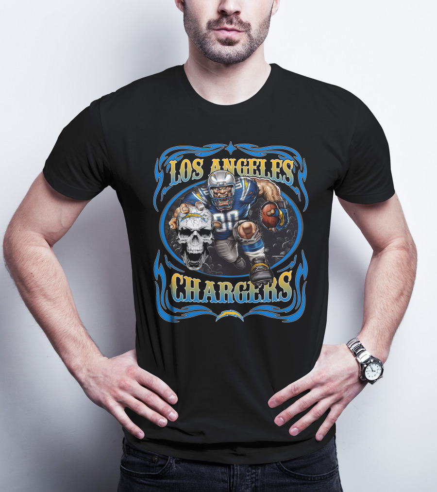 Los Angeles Chargers Football Warrior Skull T-Shirt