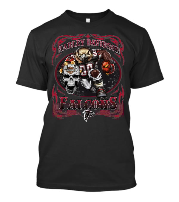 Harley Davidson Atlanta Falcons Football Skull T-Shirt