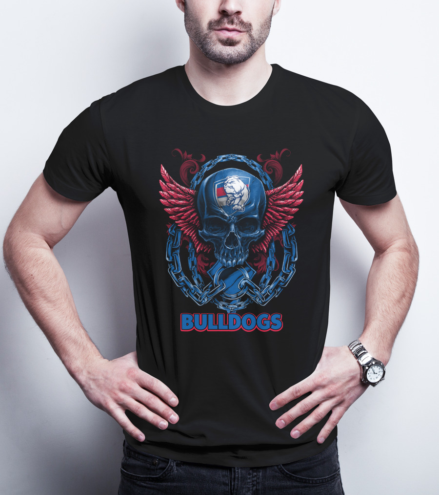 Bulldogs Skull With Winged Chain And Emblem T-Shirt