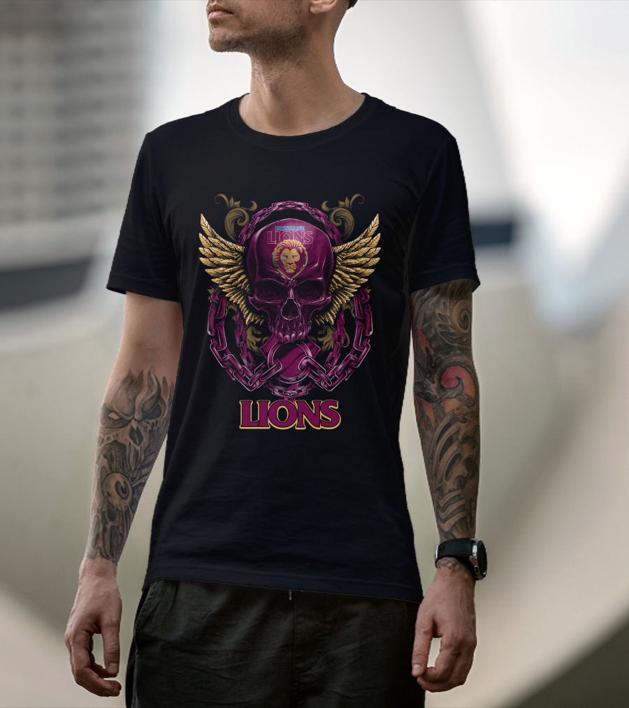 Brisbane Lions Skull Wings And Chains T-Shirt
