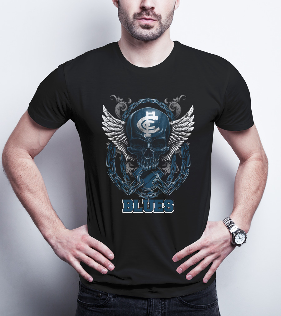 Carlton Blues Winged Skull Chain Emblem T-Shirt