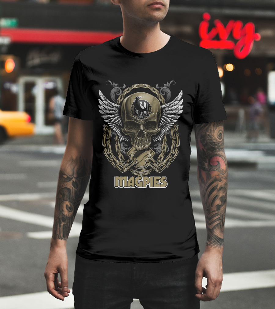 Magpies Skull With Wings And Chains 1892 T-Shirt