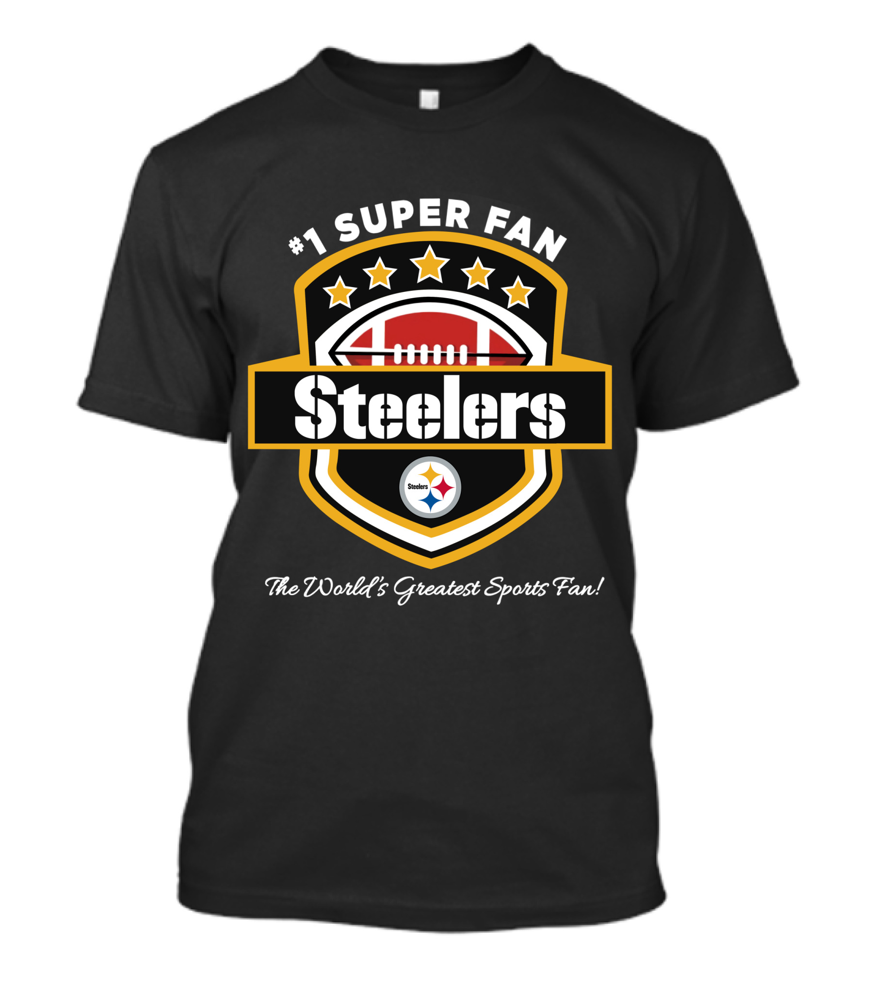 Steelers Football Shield With Stars And Pittsburgh Steelers T-Shirt
