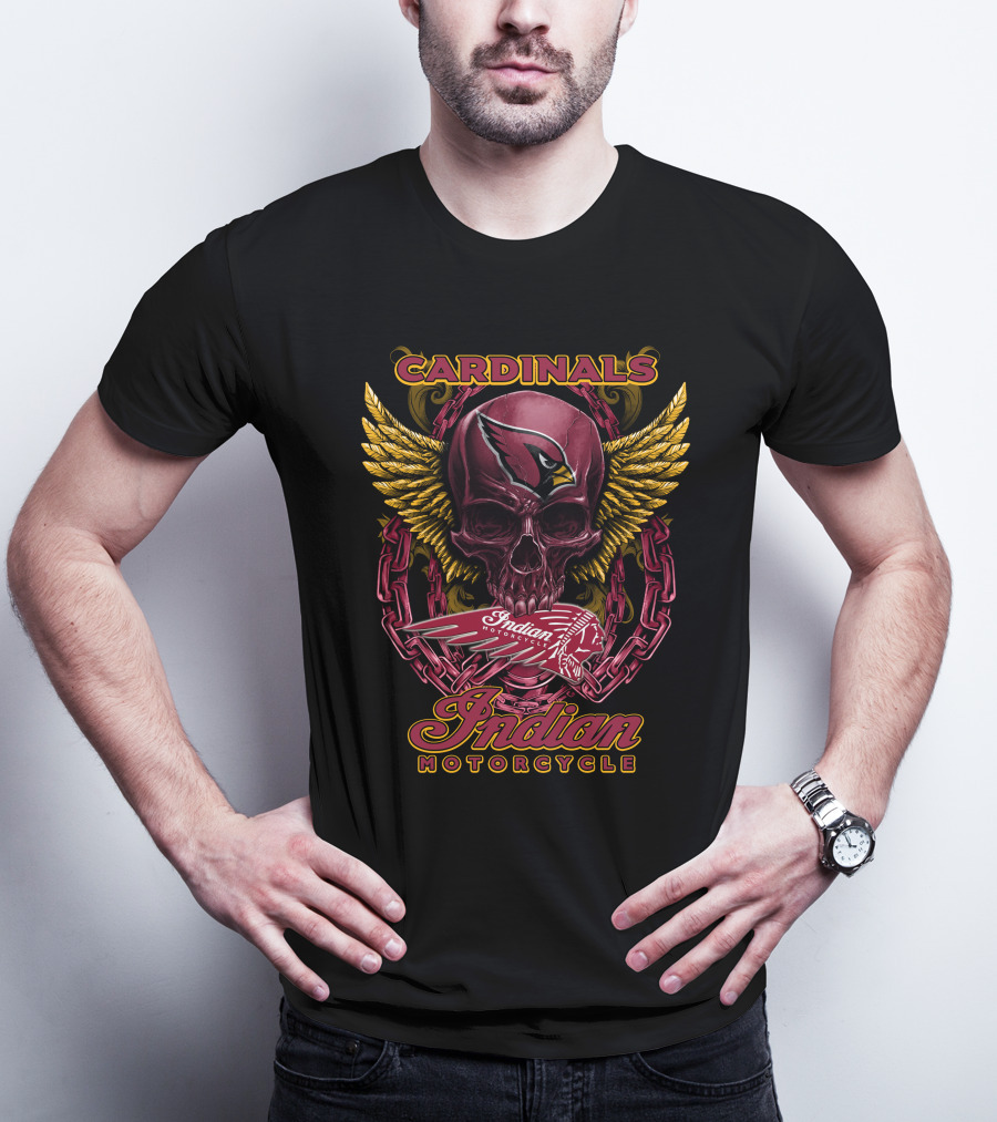 Cardinals Indian Motorcycle Skull Wings T-Shirt