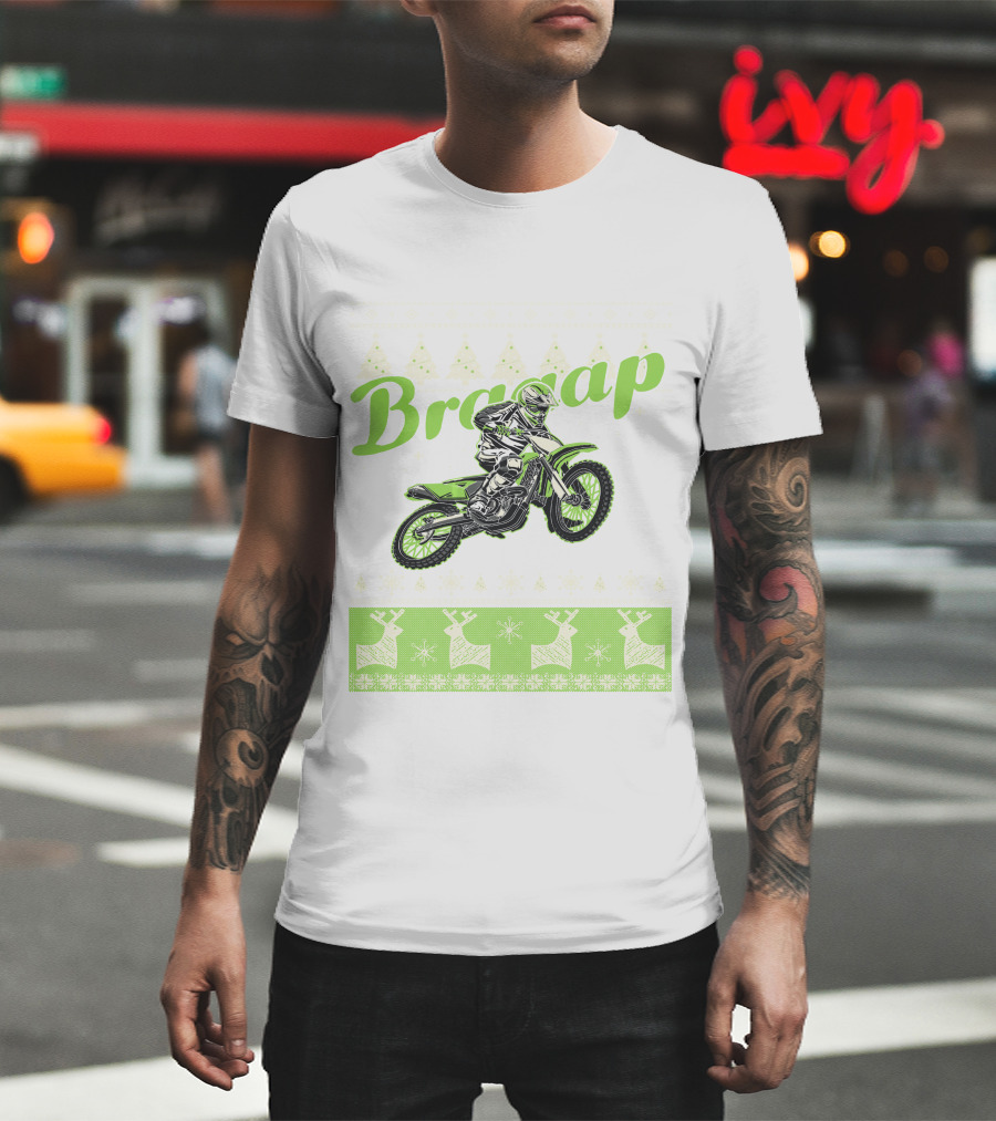 Braap Dirt Bike Motocross Reindeer T-Shirt