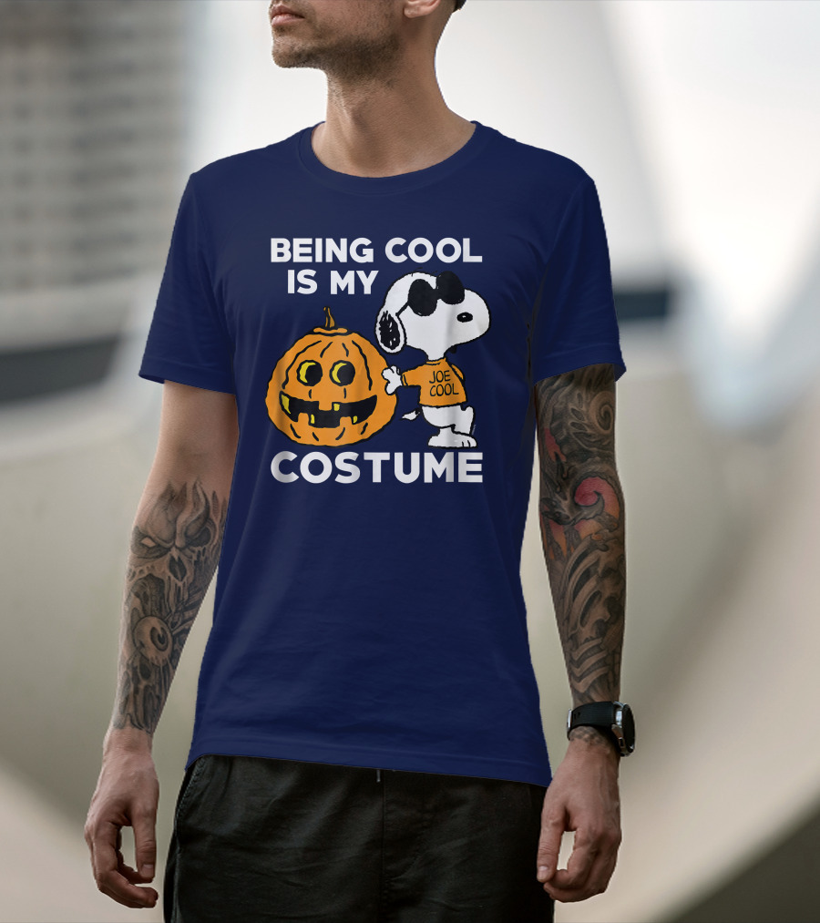 Being Cool Is My Costume Joe Cool Halloween Snoopy Pumpkin T-Shirt