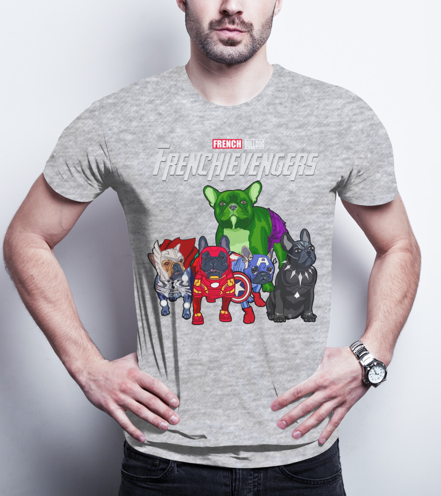 French Bulldog Frenchievengers Superhero Canine Team T-Shirt