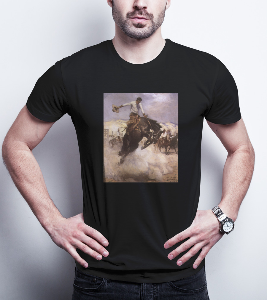 Breezy Riding By Koerner Cowboy Galloping Horse Western T-Shirt