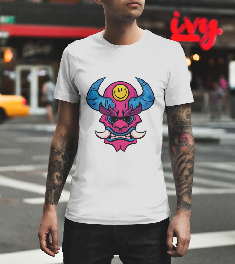DACREW Oni Mask Smiley Face T-Shirt