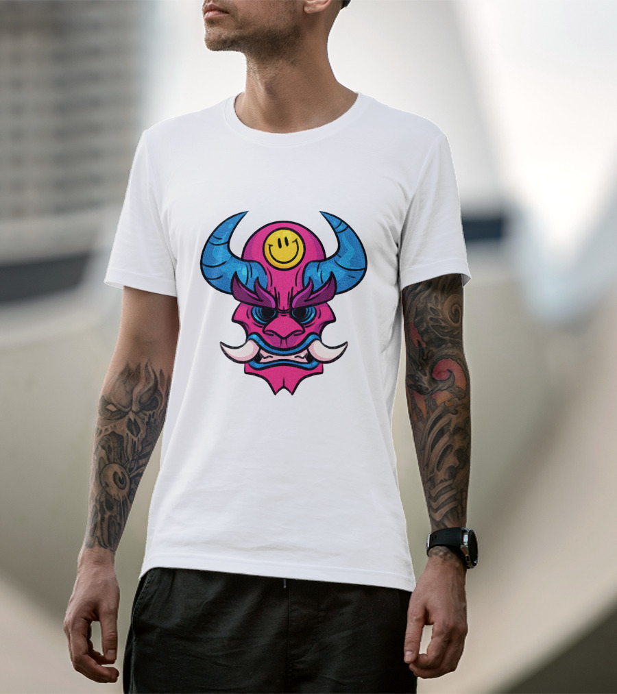 DACREW Oni Mask Smiley Face T-Shirt