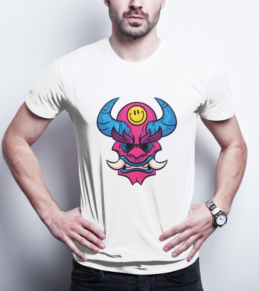 DACREW Oni Mask Smiley Face T-Shirt