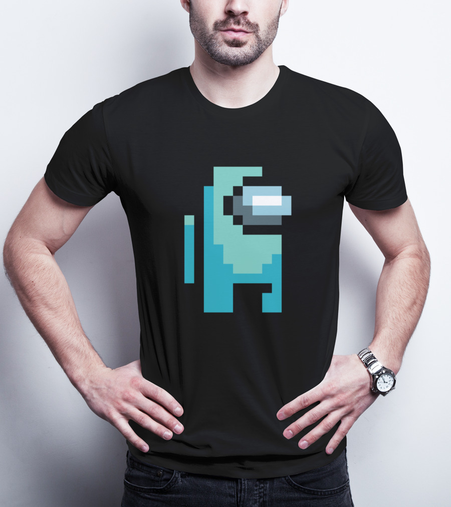 Among Us Cyan Crewmate Pixel T-Shirt