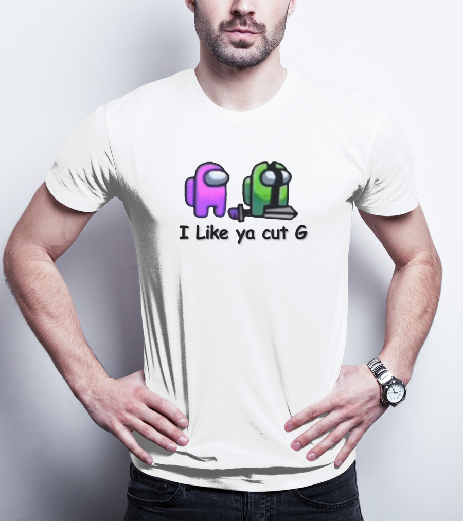 Among Us I Like Ya Cut G Purple And Green Characters With Sword T-Shirt