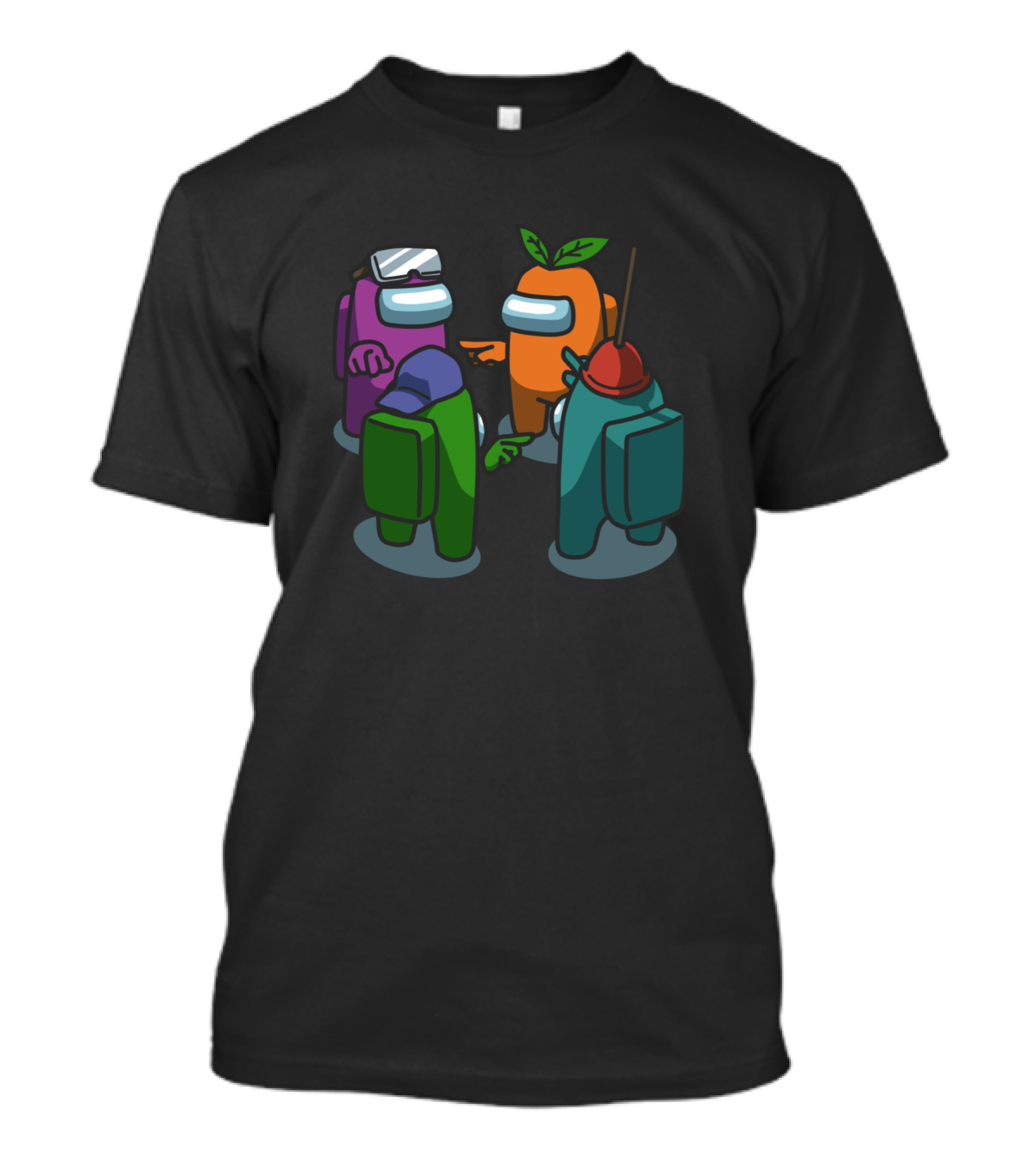 Among Us Characters Discussion With Unique Hats And Leaves T-Shirt
