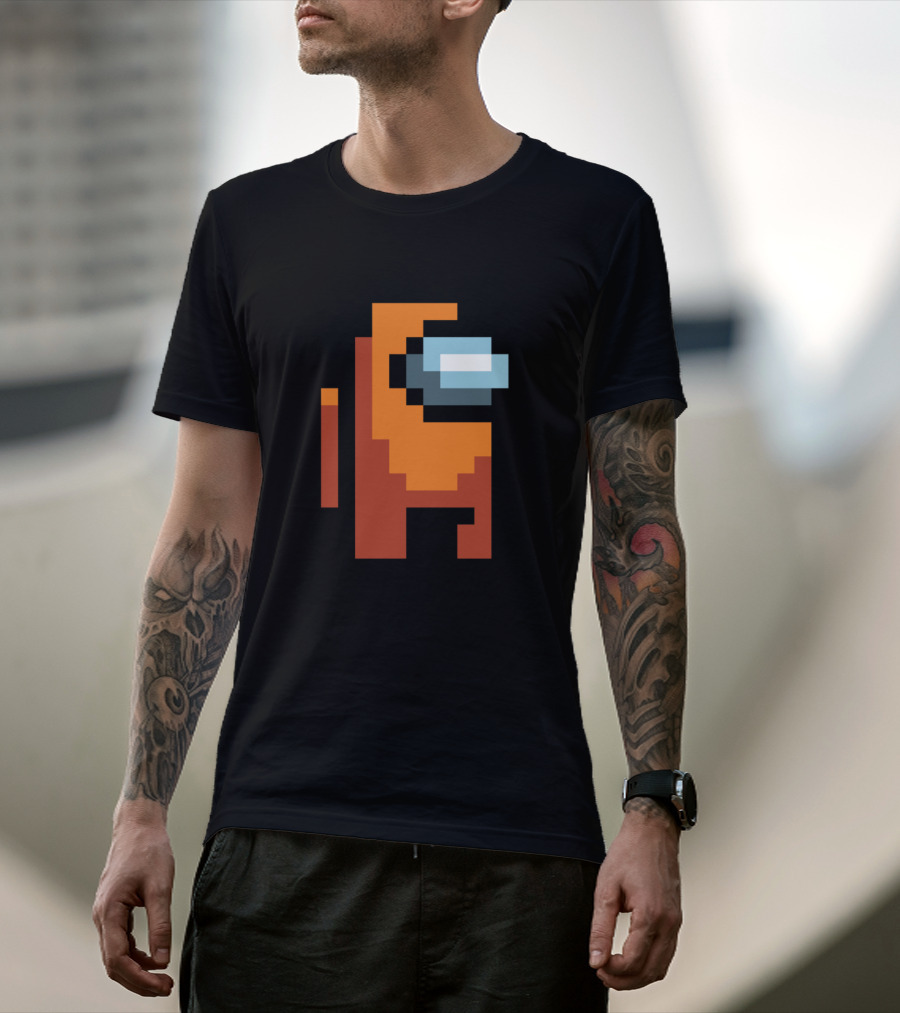 Among Us Orange Crewmate Pixel T-Shirt