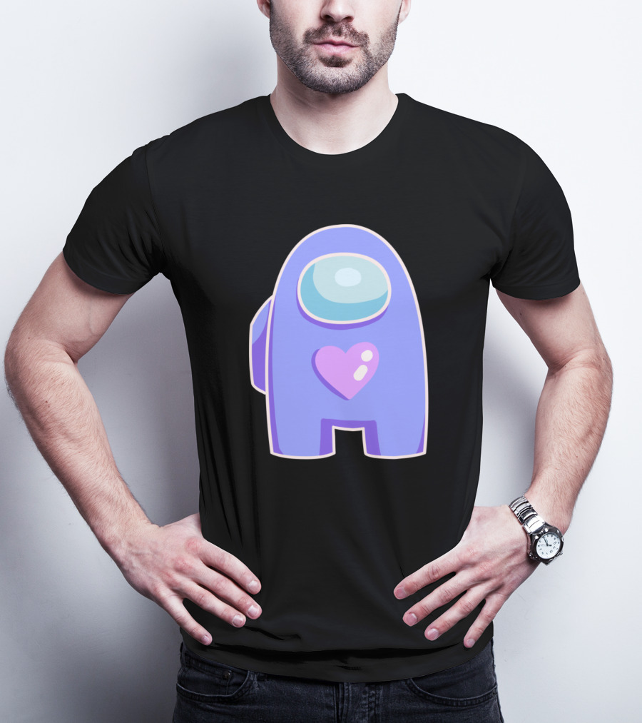 Blue Violet Among Us Crewmate Heart T-Shirt