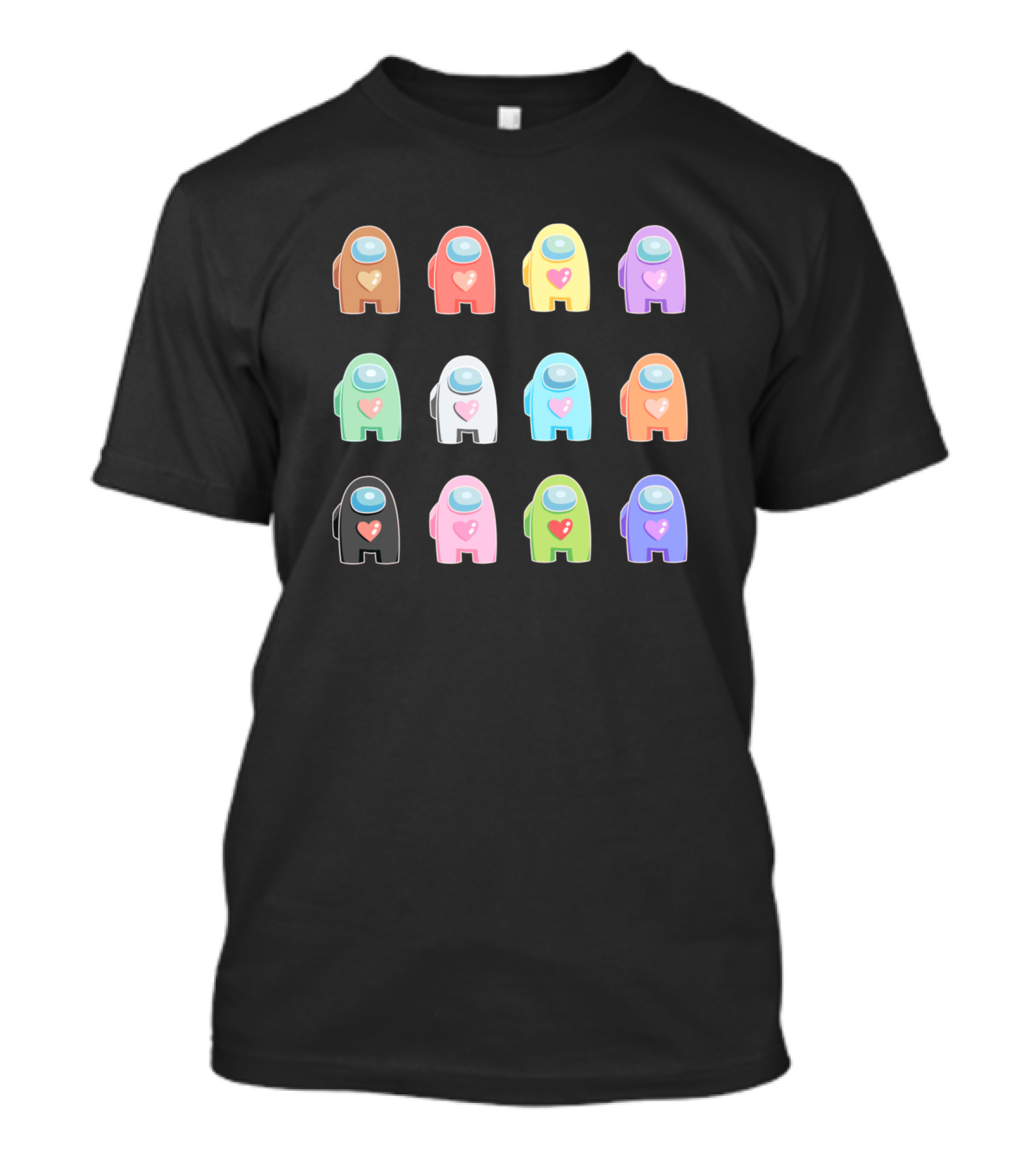 Among Us Crewmate Colors With Heart Icons Collection T-Shirt