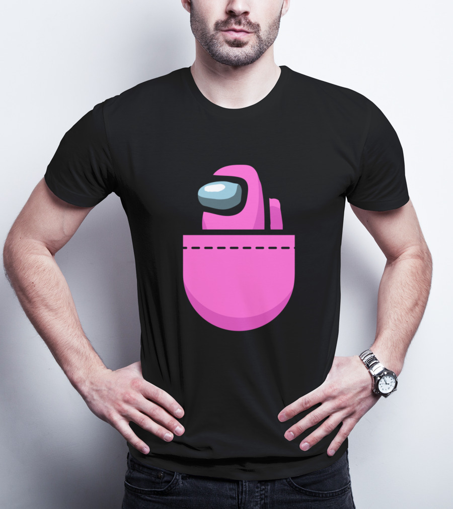 Among Us Pink Crewmate Pocket T-Shirt