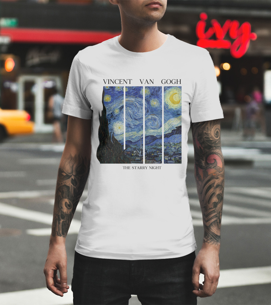 Vincent Van Gogh The Starry Night Quadrant Series T-Shirt