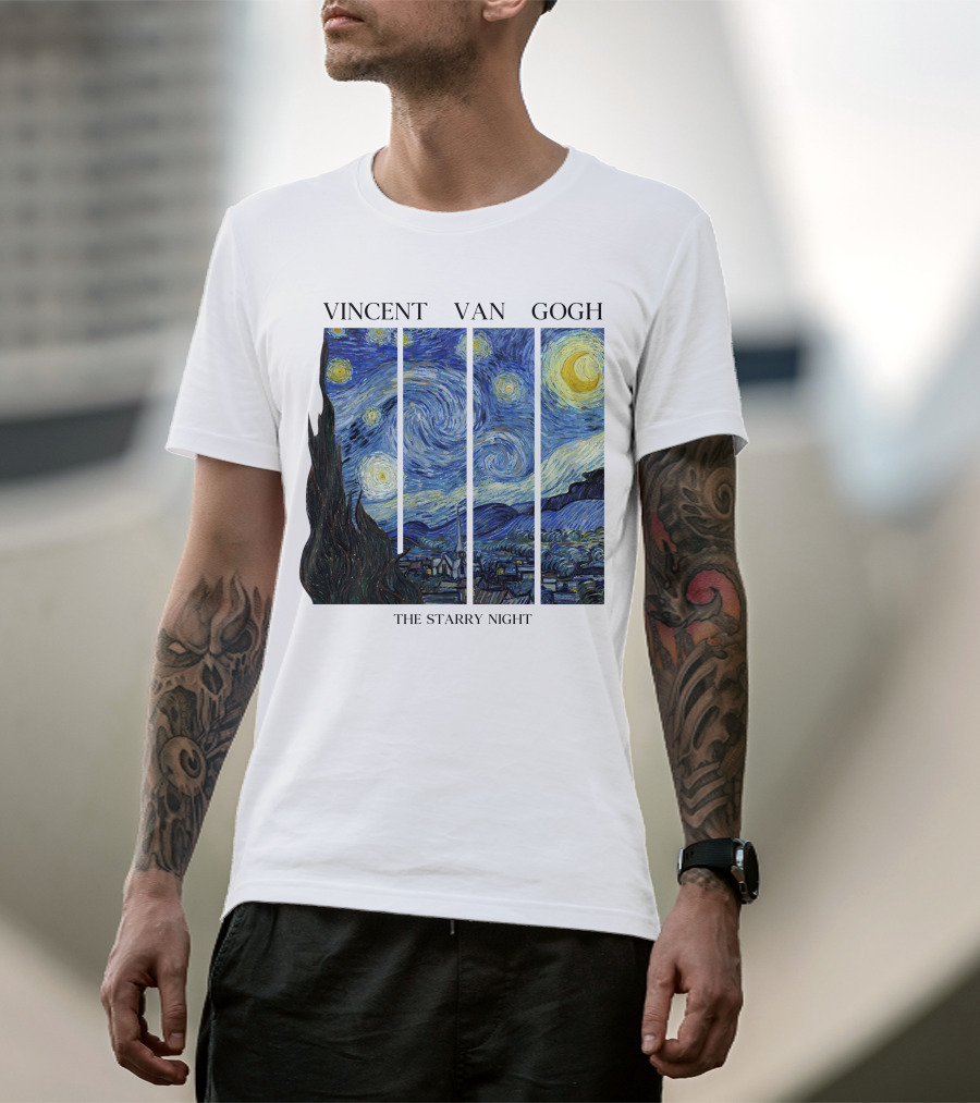 Vincent Van Gogh The Starry Night Quadrant Series T-Shirt