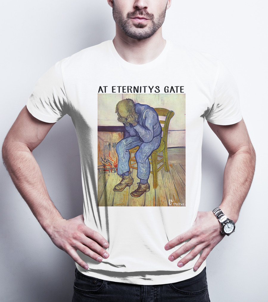 At Eternitys Gate Vincent Van Gogh Vintage Painting Chair Fire Mood T-Shirt
