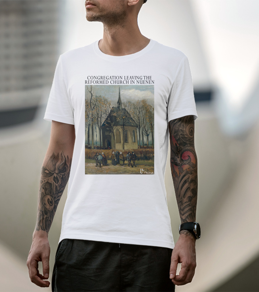 Congregation Leaving The Reformed Church In Nuenen Vincent Van Gogh Painting T-Shirt