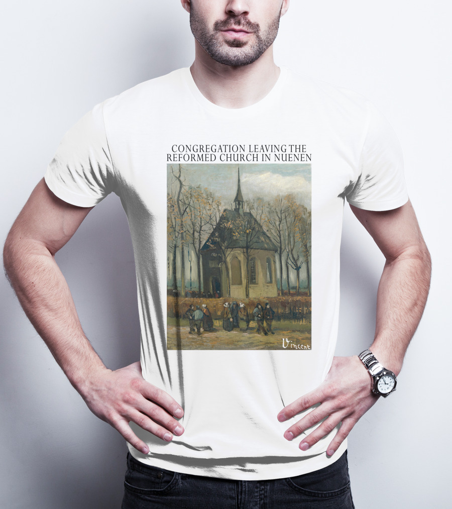 Congregation Leaving The Reformed Church In Nuenen Vincent Van Gogh Painting T-Shirt