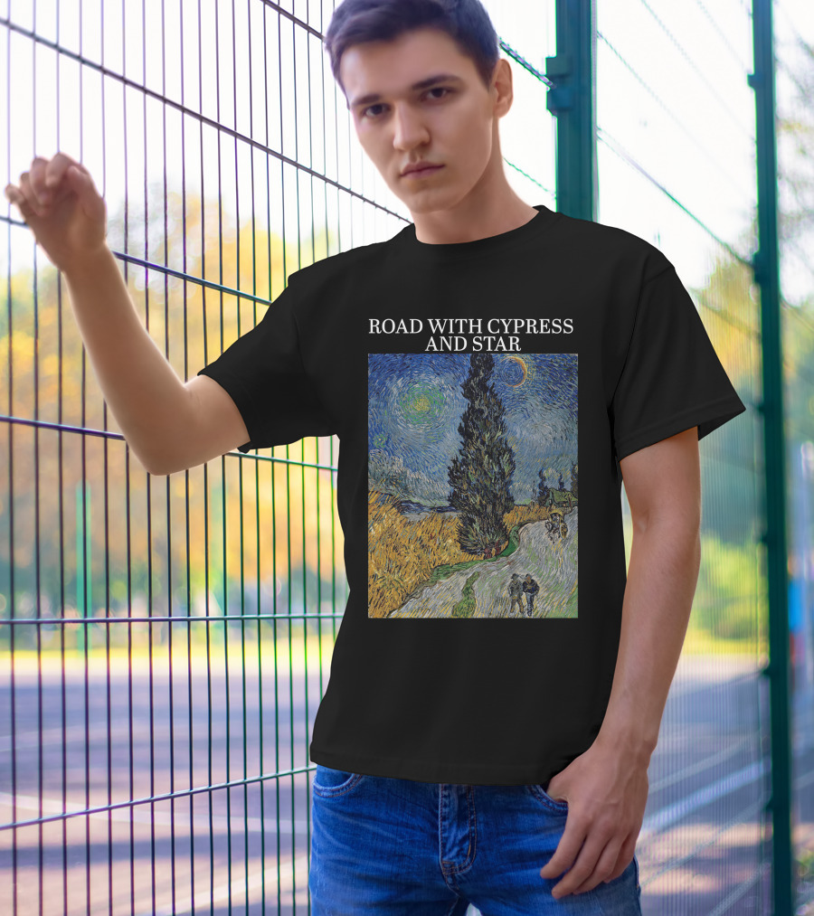 Vincent Van Gogh Road With Cypress And Star T-Shirt