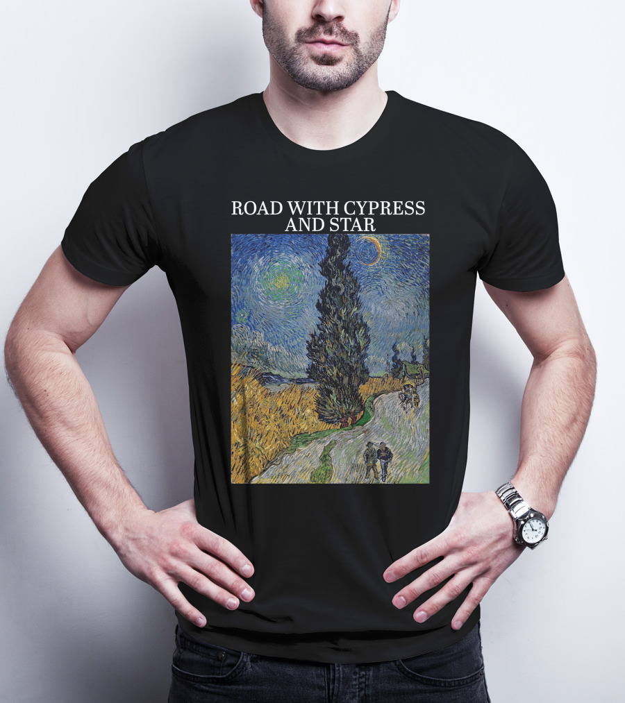 Vincent Van Gogh Road With Cypress And Star T-Shirt