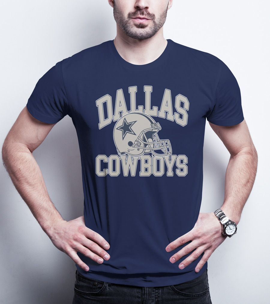 Dallas Cowboys Star Helmet Iconic Team Name T-Shirt
