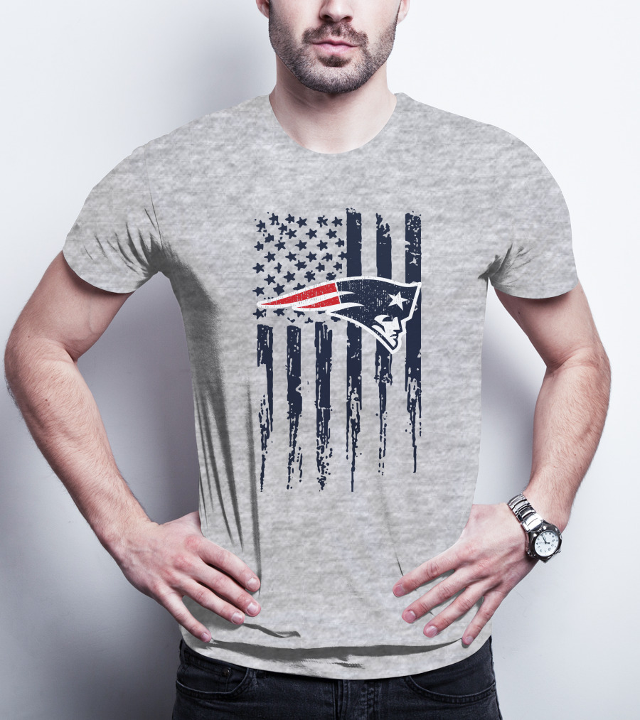 New England Patriots American Flag Patriot Head T-Shirt
