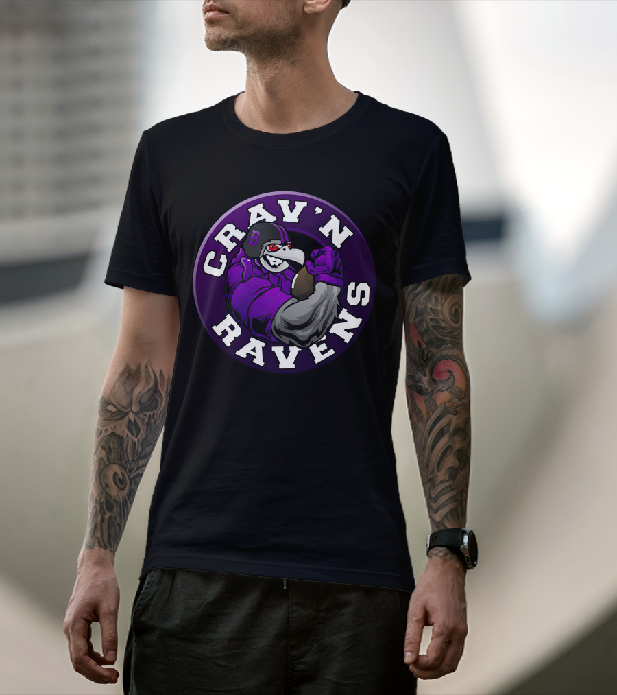 Crav'n Ravens Baltimore Football Mascot Power Pose T-Shirt