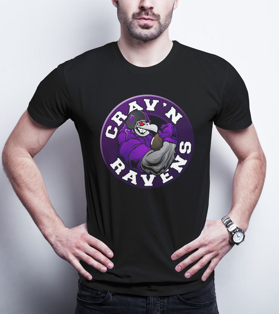Crav'n Ravens Baltimore Football Mascot Power Pose T-Shirt