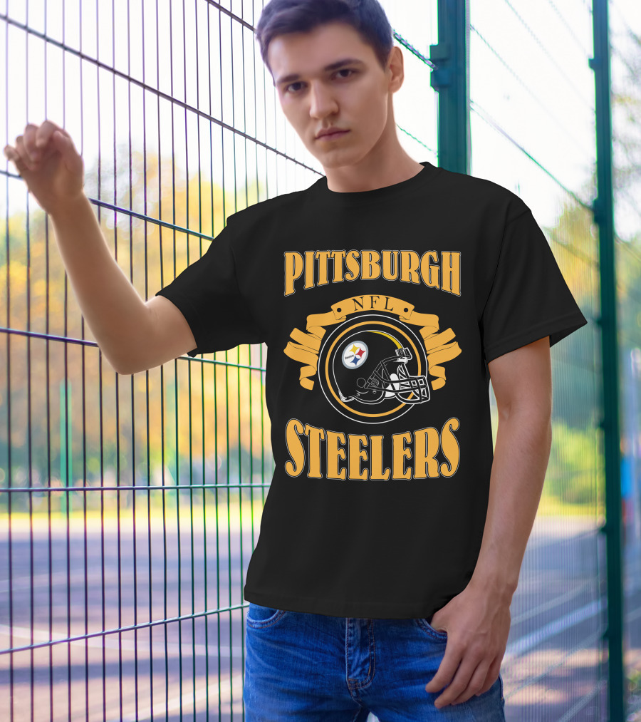 Pittsburgh Steelers NFL Logo Helmet T-Shirt