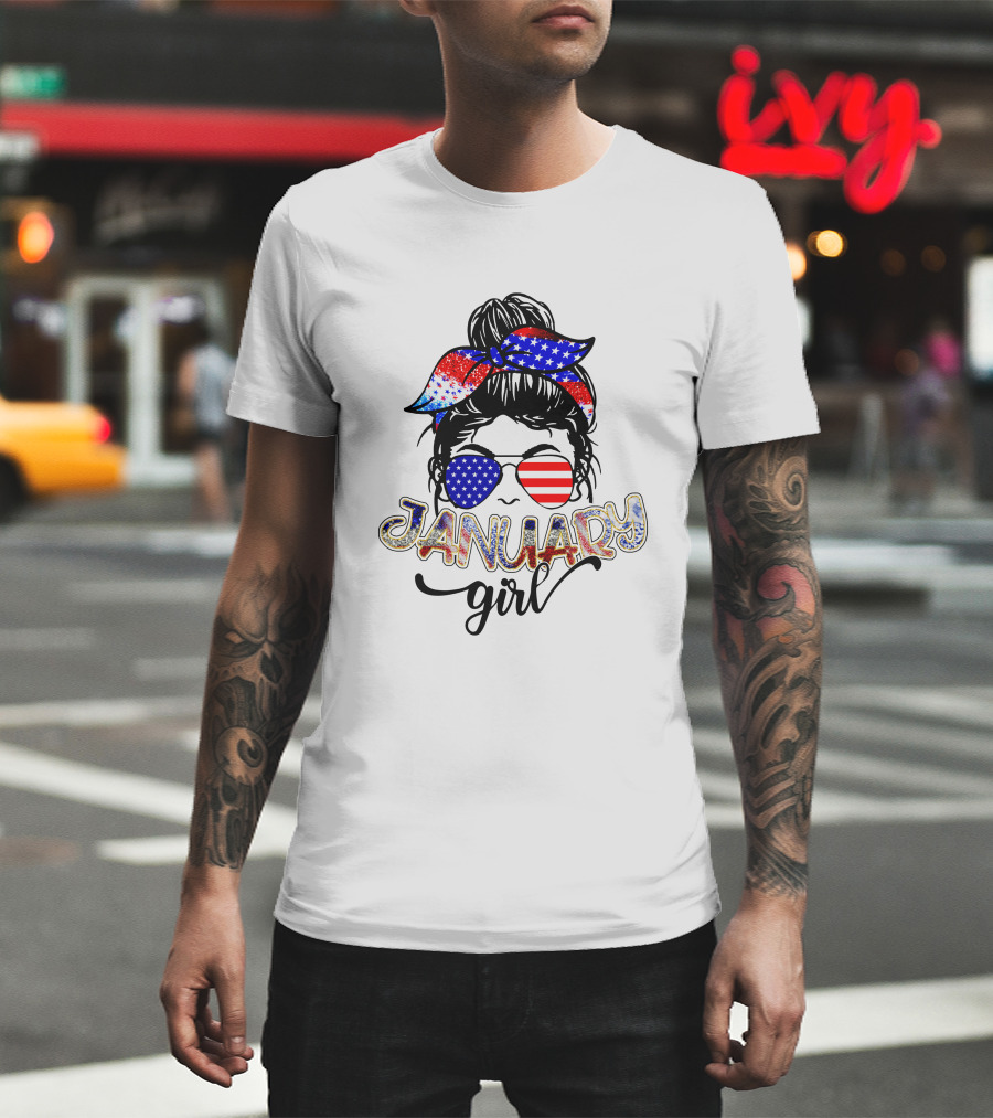 January Girl Patriotic Style Sunglasses And Bandana T-Shirt