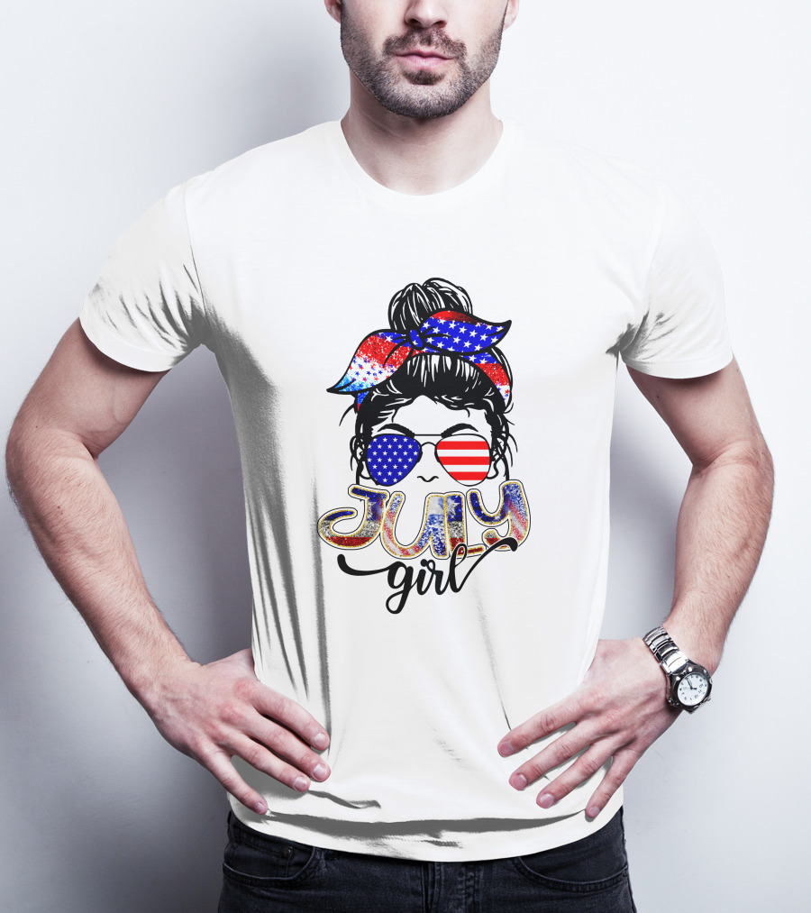 July Girl Patriotic Sunglasses And Bandana T-Shirt
