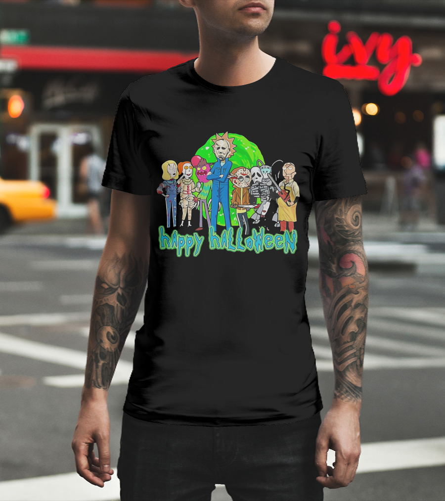 Happy Halloween Michael Myers Rick And Morty T-Shirt