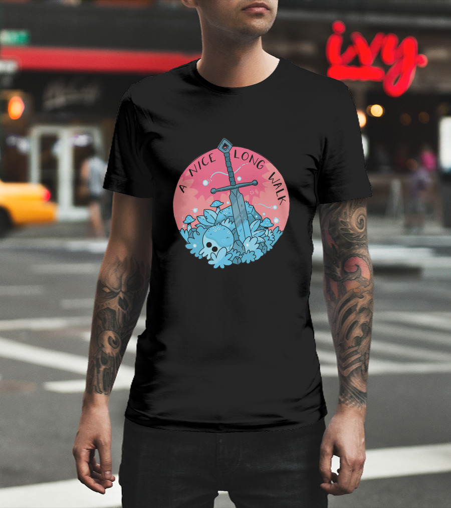 A Nice Long Walk Skull Sword And Mushrooms T-Shirt