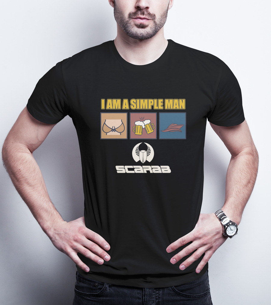 I Am A Simple Man Scarab Boats Beer Wings T-Shirt