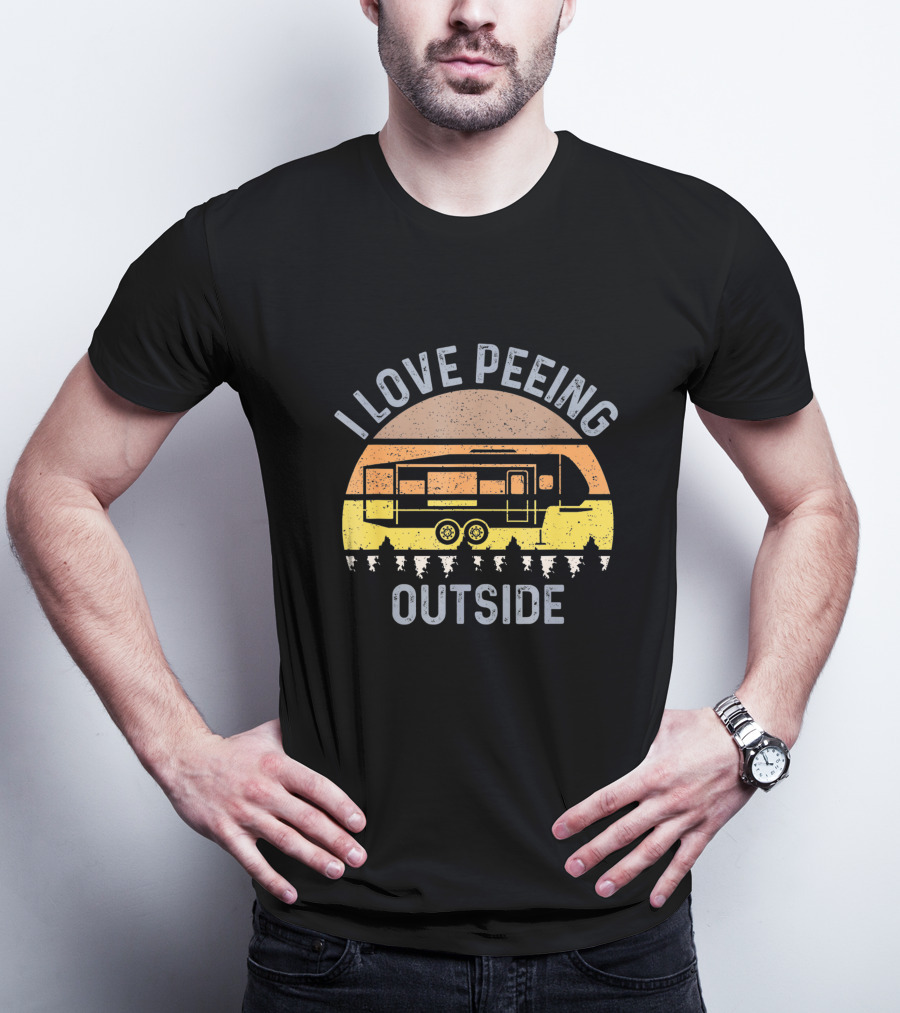 I Love Peeing Outside Camping Trailer Sunset T-Shirt