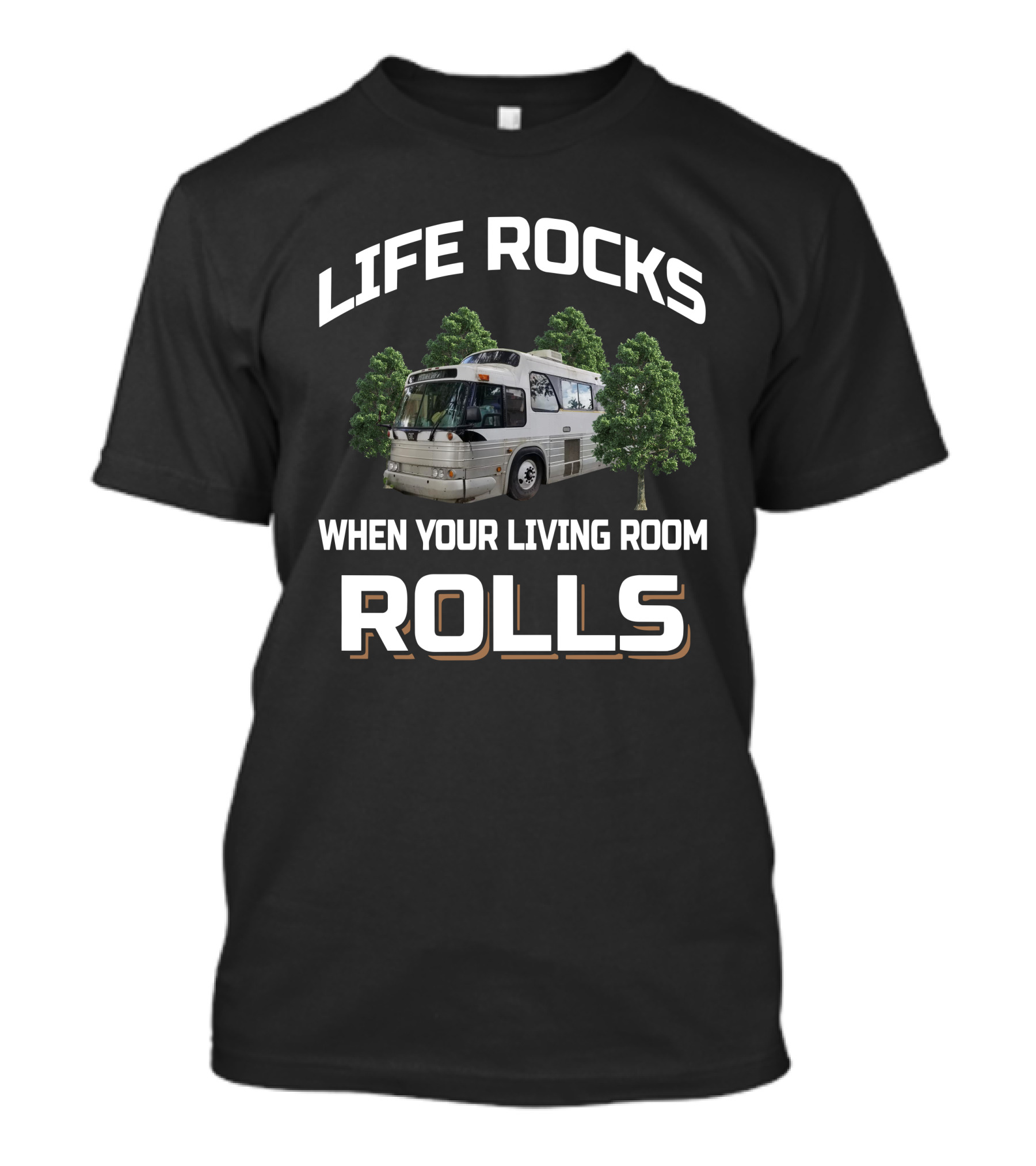 Life Rocks When Your Living Room Rolls Vintage RV Camper T-Shirt
