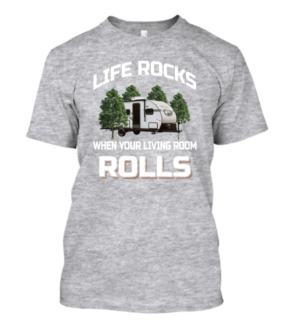 Life Rocks When Your Living Room Rolls Camper Wolf Pup Black Label T-Shirt