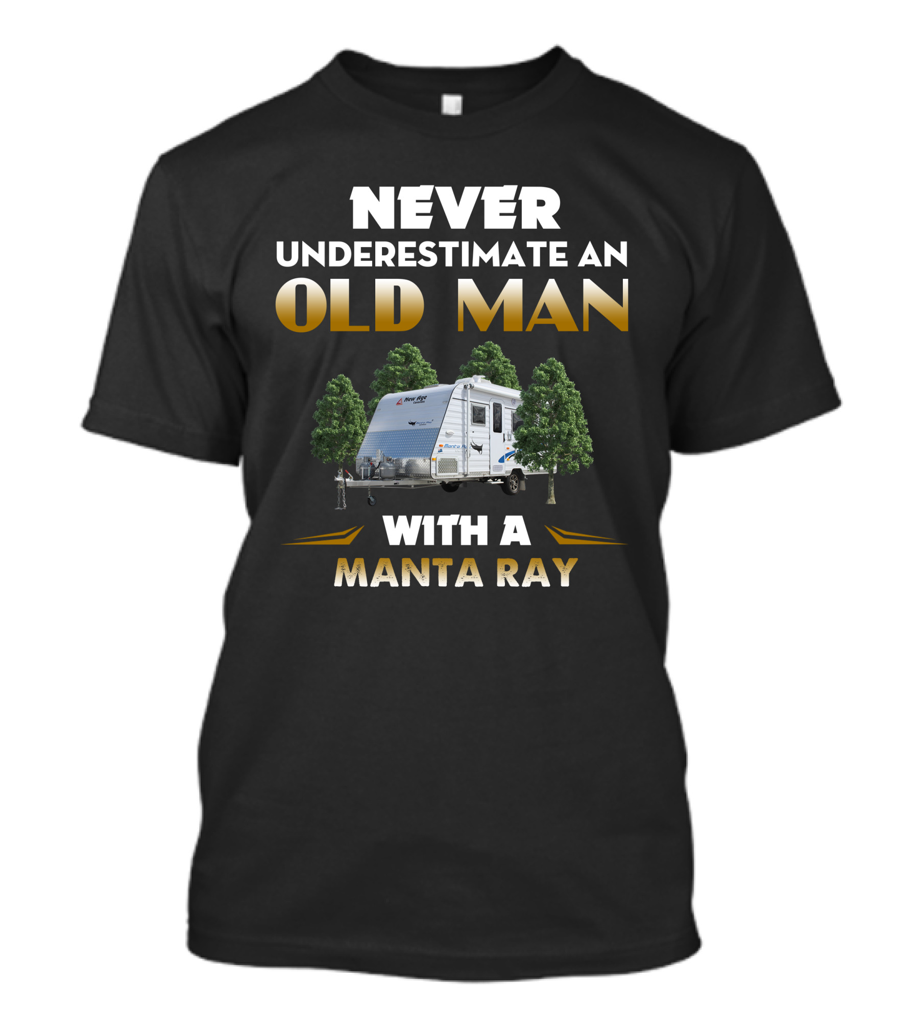 Never Underestimate An Old Man With A Manta Ray Caravan T-Shirt