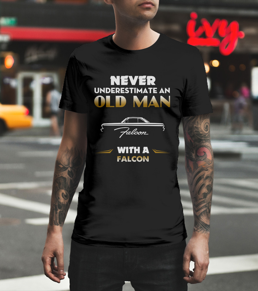 Never Underestimate An Old Man With A Falcon T-Shirt