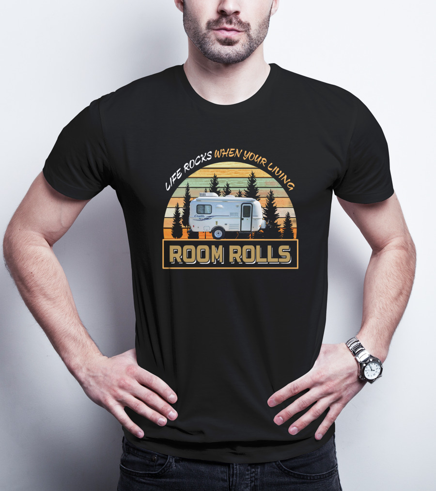 Life Rocks When Your Living Room Rolls Casita 17ft Caravan Forest Vintage Retro Camper T-Shirt