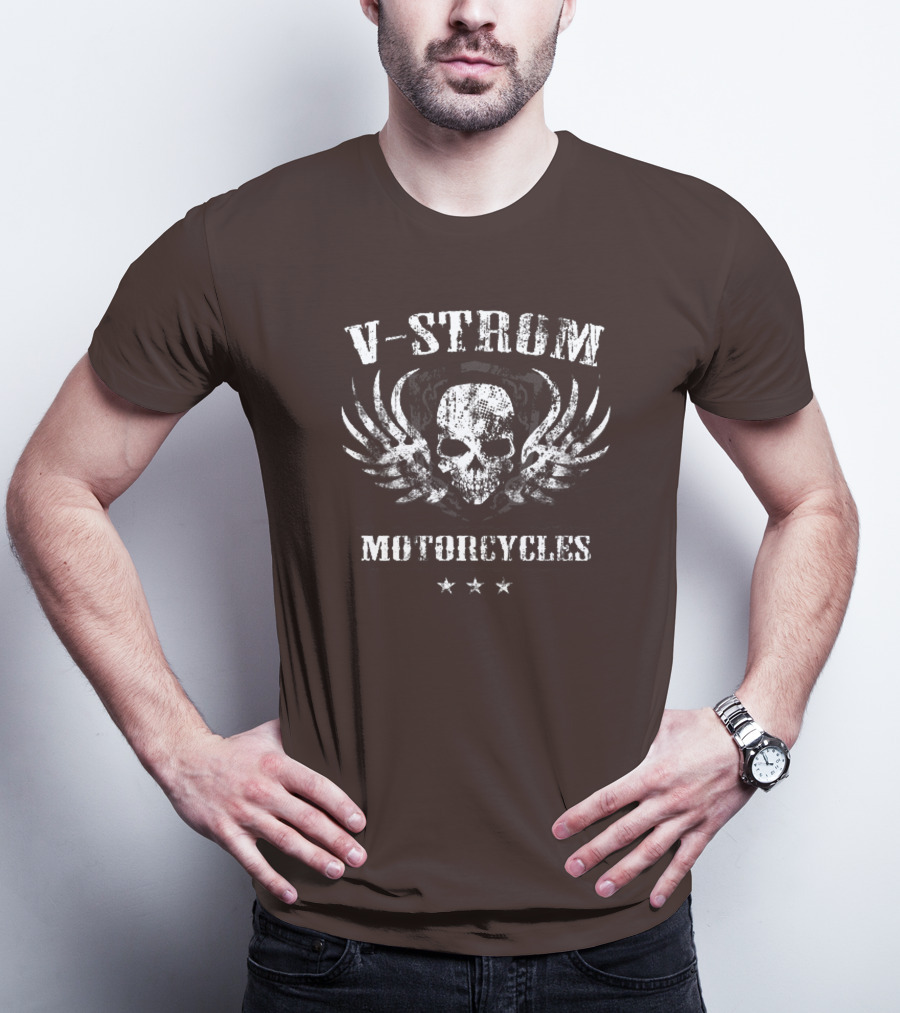 V-Strom Motorcycles Skull Wings Stars T-Shirt
