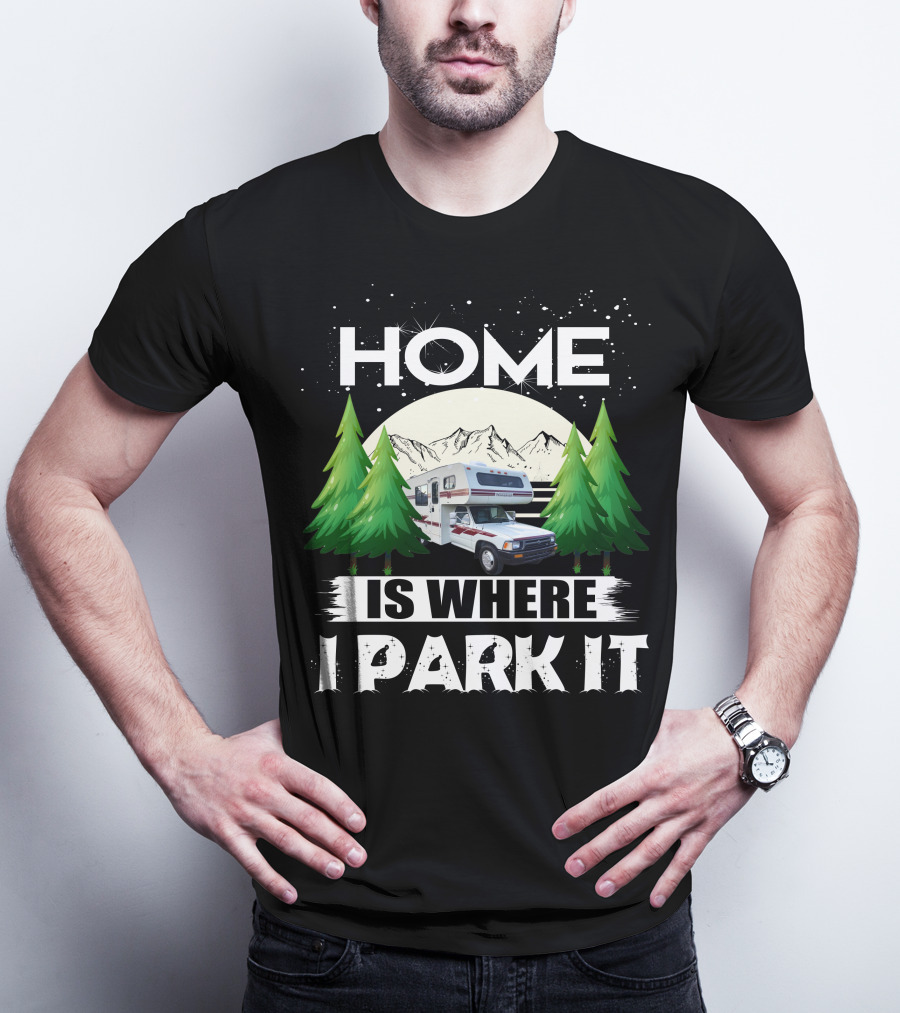Home Is Where I Park It 1993 Toyota Winnebago Warrior Mountain Adventure Scene T-Shirt