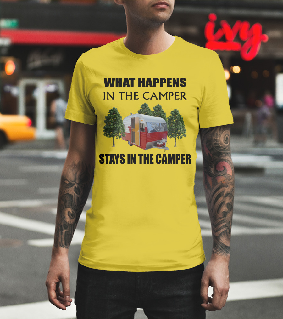 What Happens In The Camper Stays In The Camper 1957 Shasta Travel Trailer T-Shirt